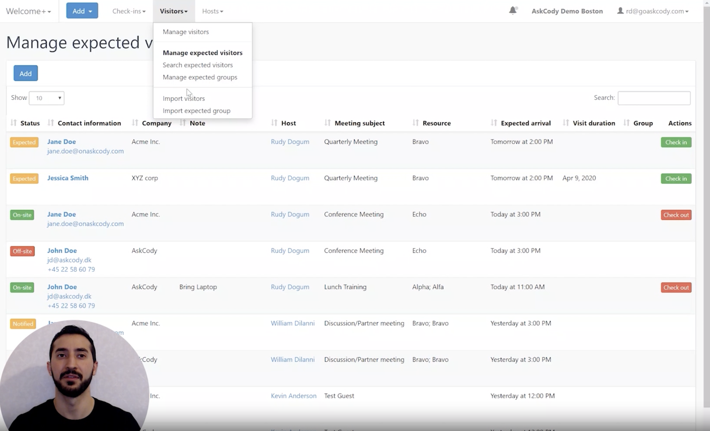 Cloud based visitor management system for enterprises